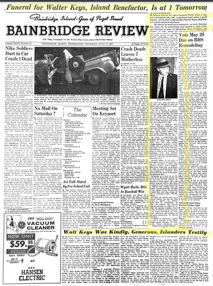 Funeral for Walter Keys, Island Benefactor, Is at 1 Tomorrow ...